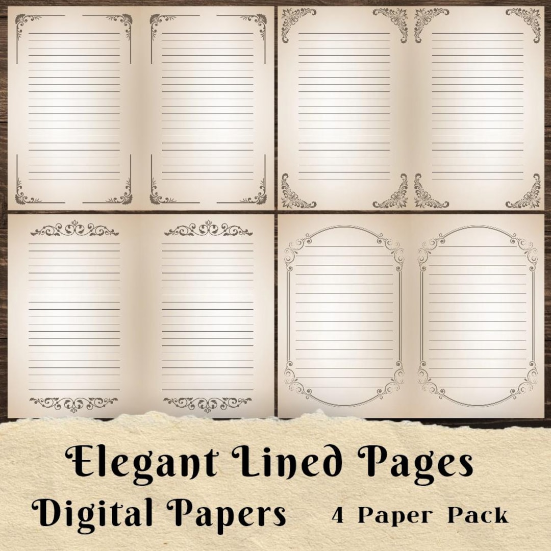 Elegant Lined Journal Pages: Vintage Printable Paper (digital Download ...