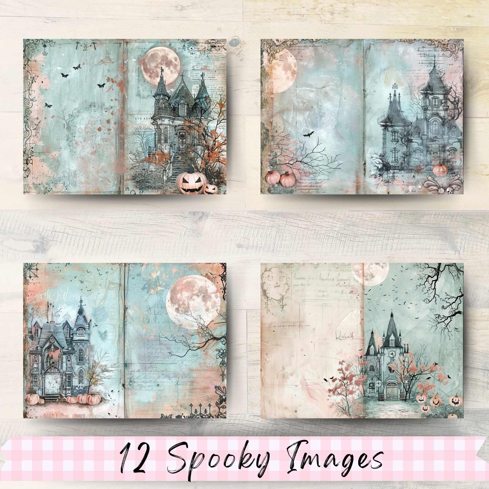 Haunted House, Junk Journal, Printable Paper Page, Digital Download ...