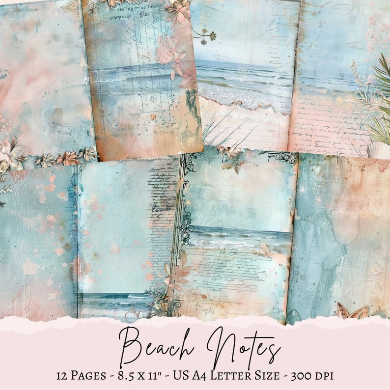 Beach Notes,coastal Journal Page,coastal Paper,beach Paper,beach Pages ...