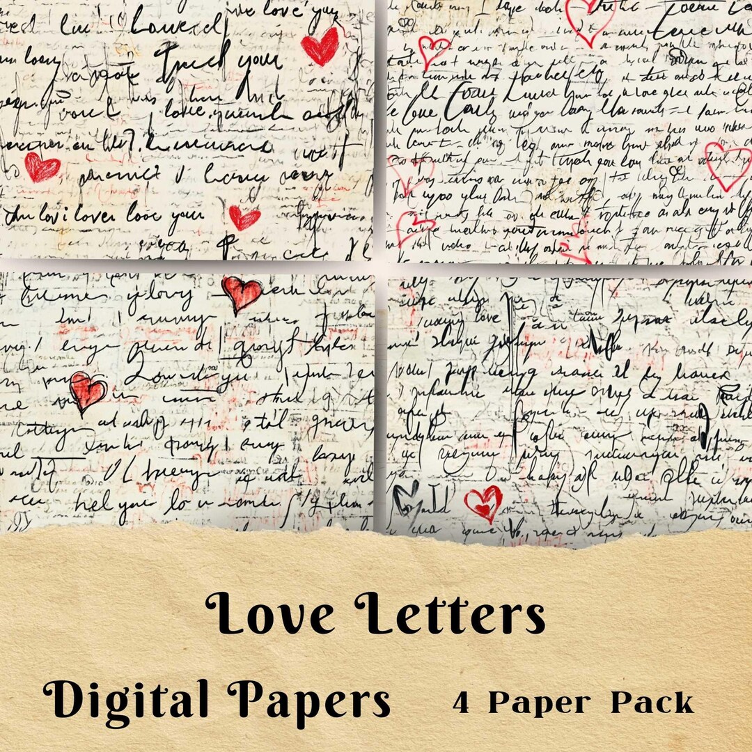Junk Journal Pages, Love Letter Print, Printable Journal, Digital Paper ...