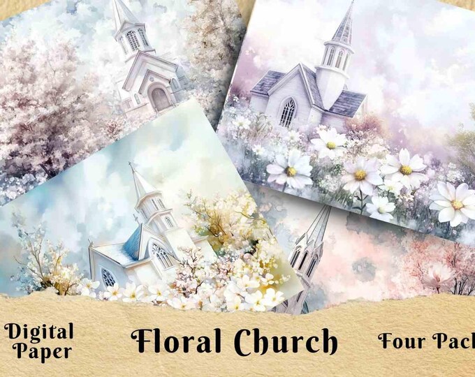 Floral Church Journal Pages: Printable Scrapbook Paper (digital ...