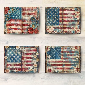 American Flag Pages, 4th of July Digital Paper, Independance Day Junk ...
