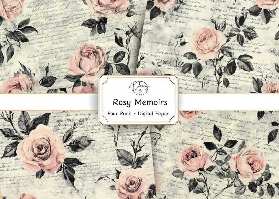 Rosy Memoirs Junk Journal, Printable Paper, Scrapbook Paper, Background ...