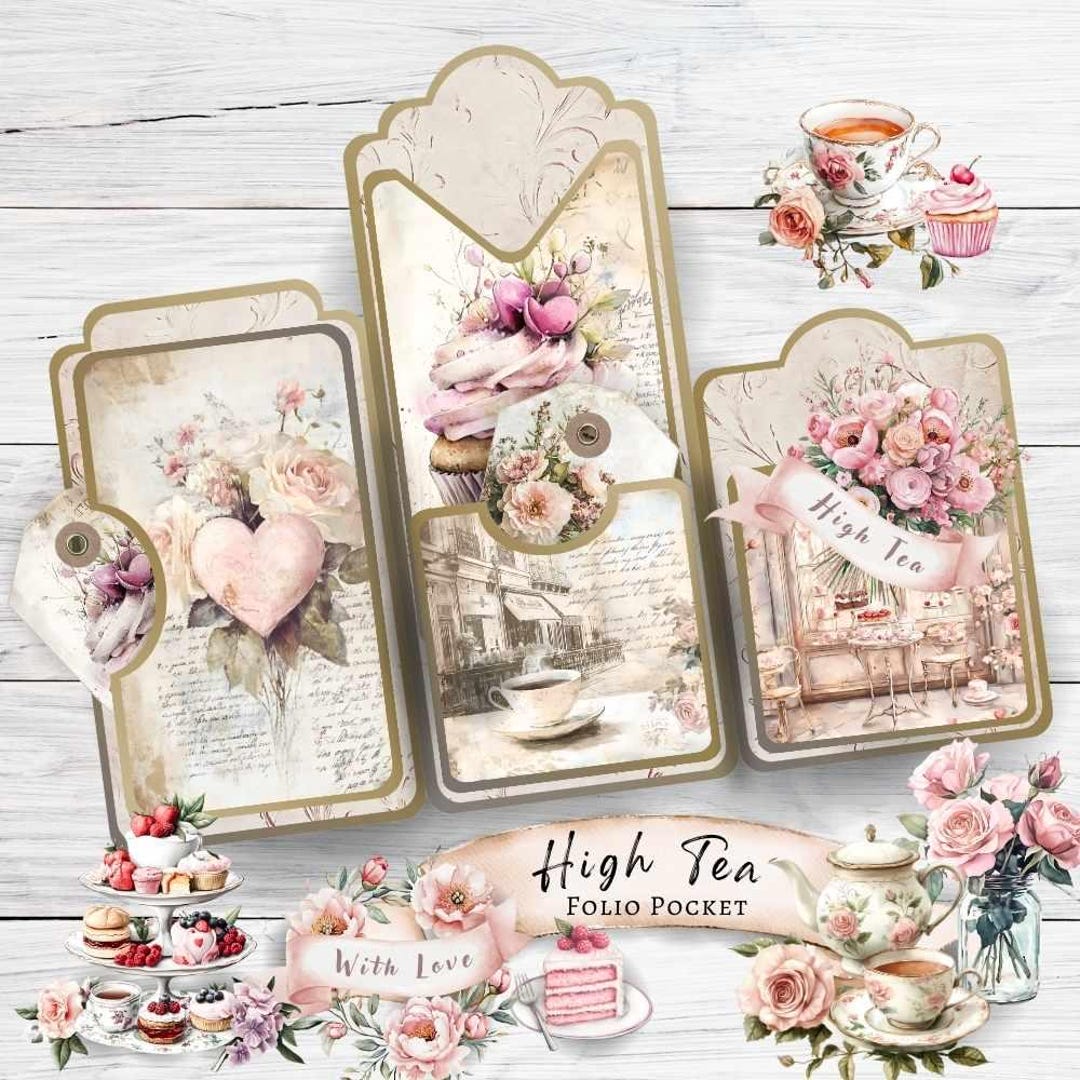 High Tea Junk Journal Folio Pocket, Print at Home, Special Occasion for ...