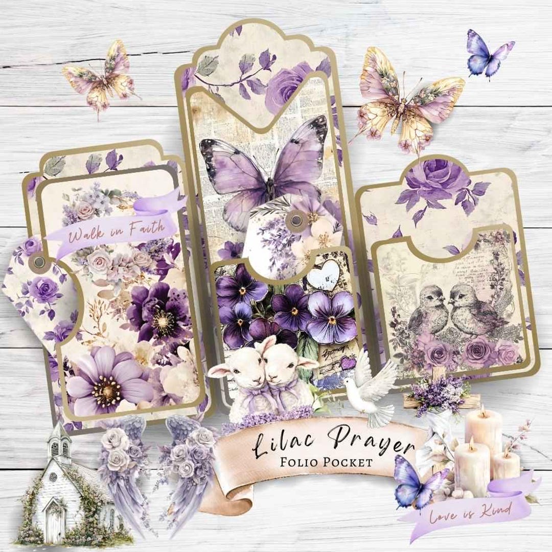 Lilac Christian Prayer Folio: Fussy Cuts, Scripture Ephemera & Bible ...