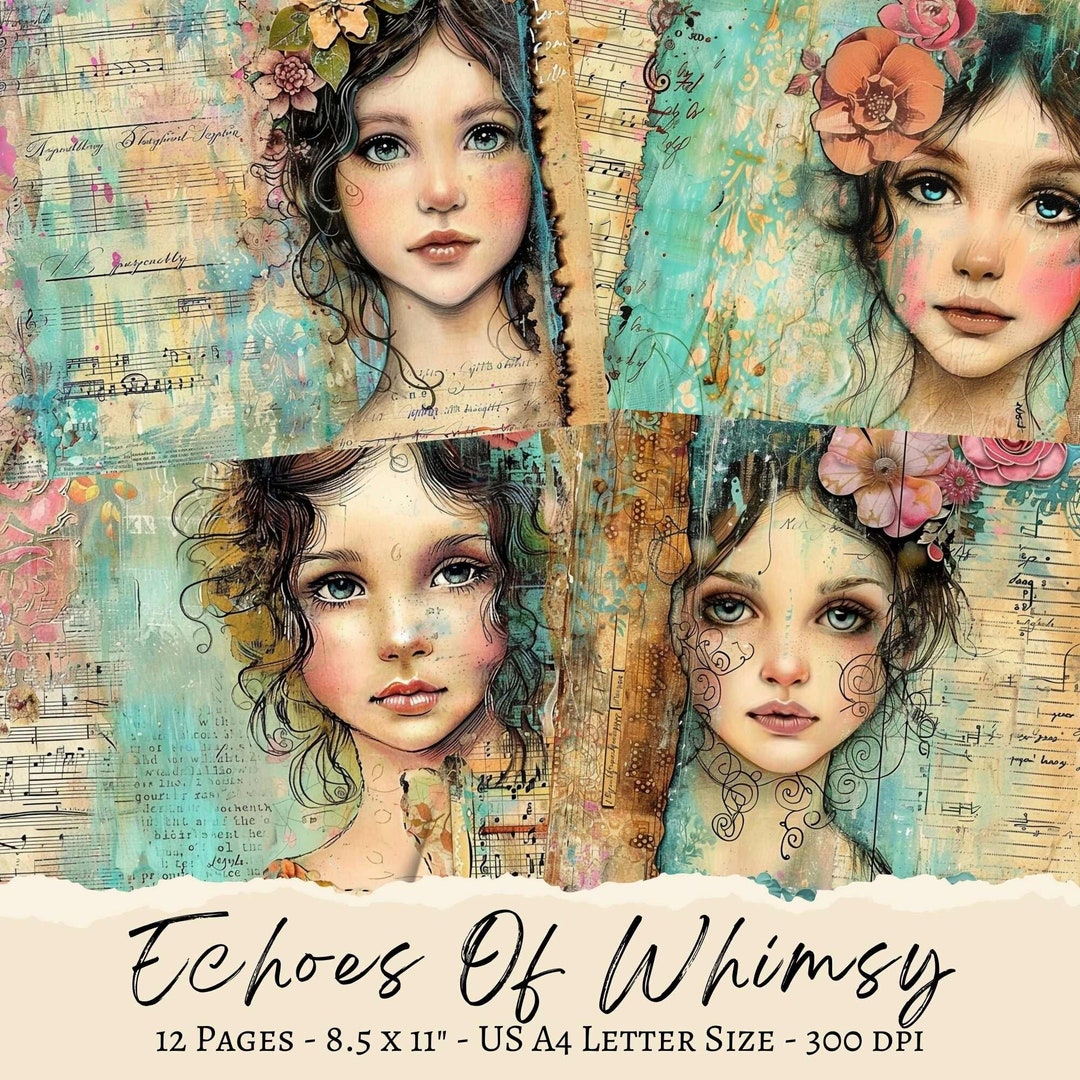 Whimsical Girl Junk Journal Pages: Collage Ephemera (digital Download ...