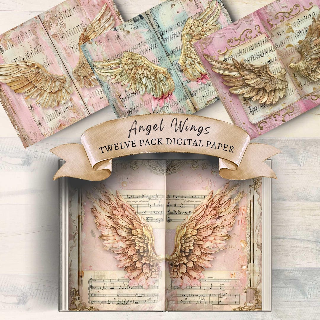 Angel Wings Junk Journal, Angel Wing Pages, Digital Download, Scrapbook ...