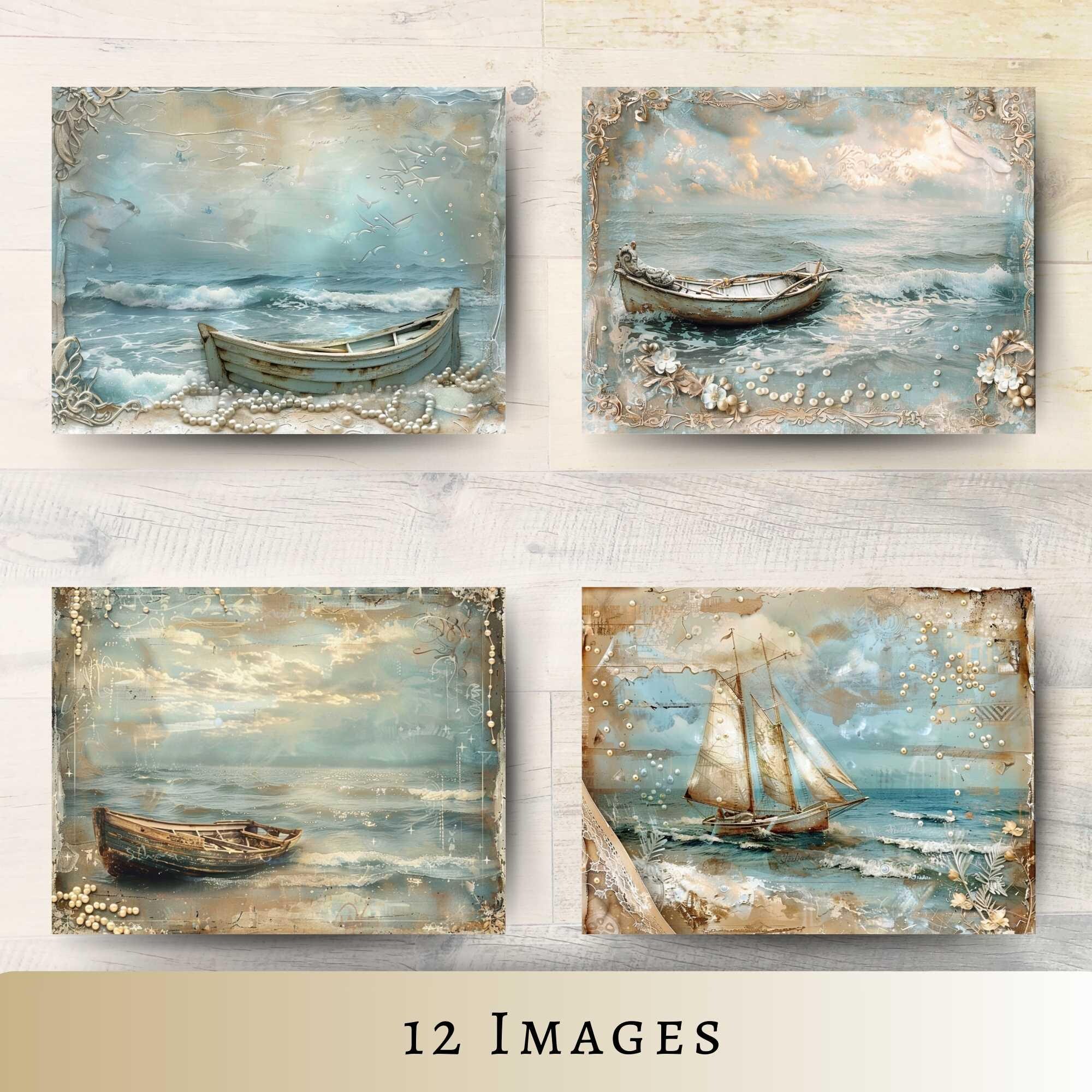 Nautical Treasures Junk Journal Paper Pages, Nautical Printable Digital ...