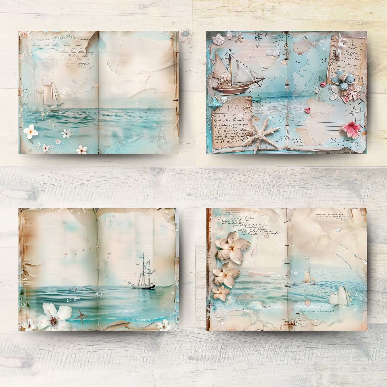 Beach Printable Coastal, Art Journal Pages, Junk Journal Supplies ...