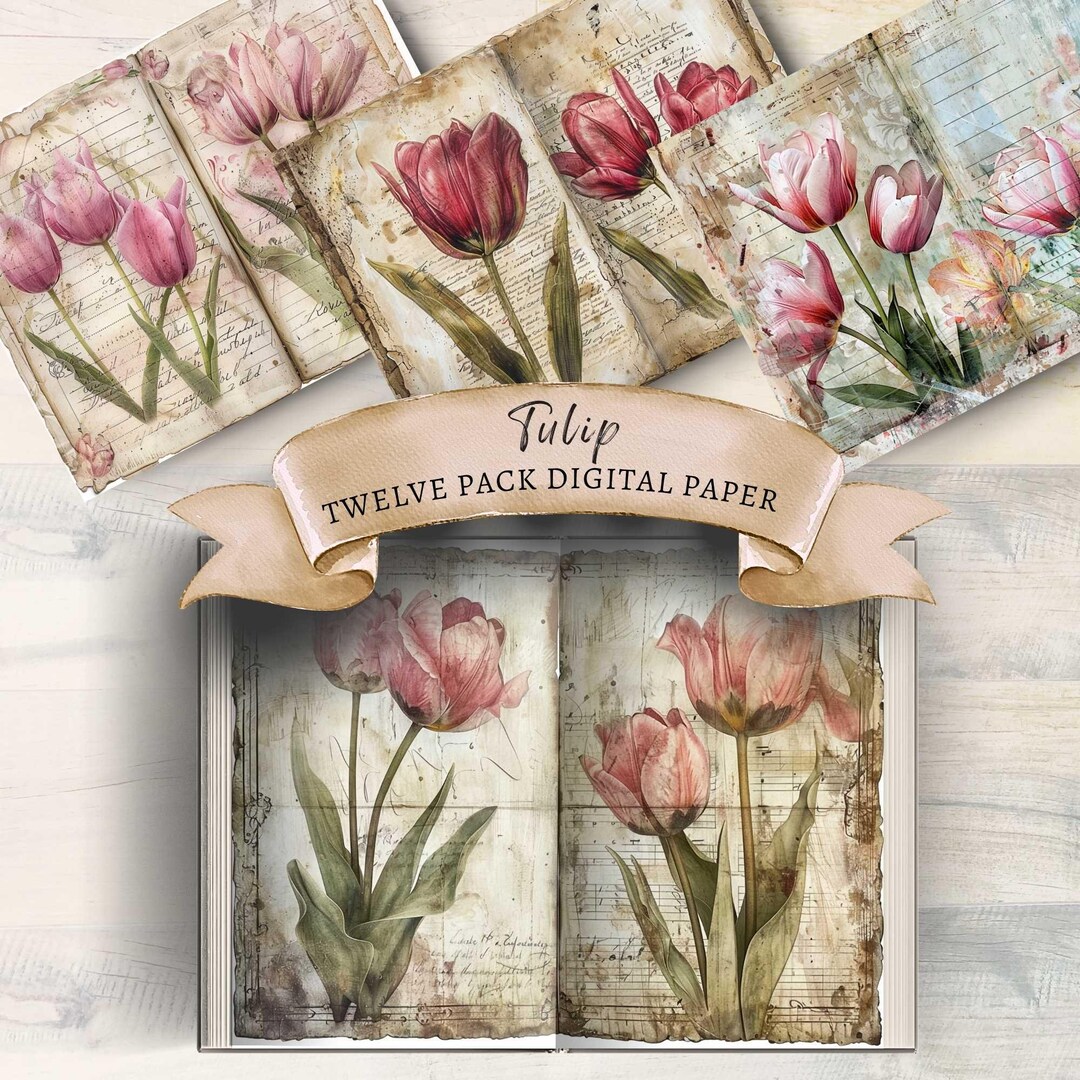 Tulip Junk Journal, Printable Journal Page, Tulip Scrapbook, Craft ...