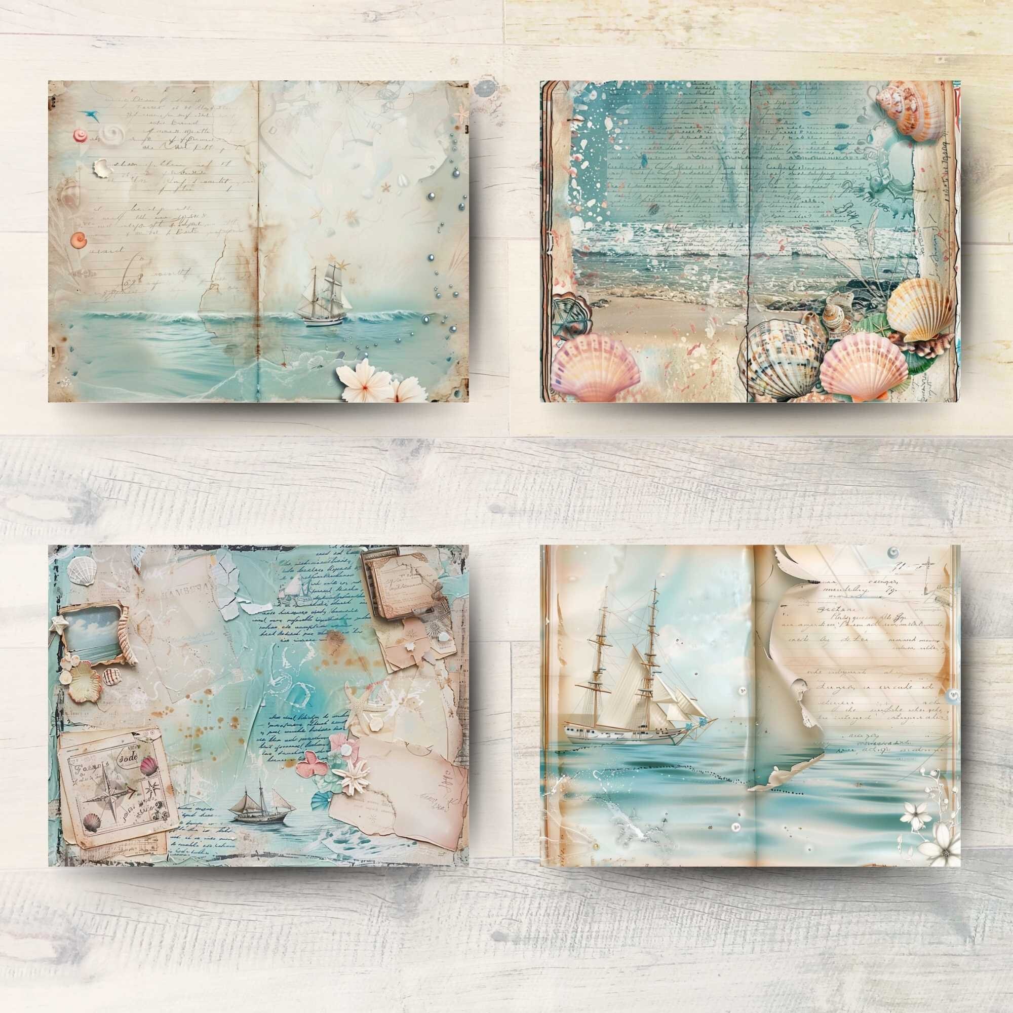 Beach Junk Journal Pages: Coastal Scrapbook Paper (digital Download) - Etsy