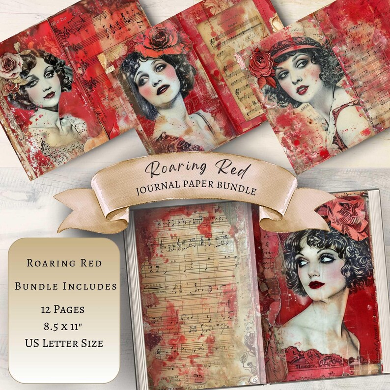Roaring Red 1920s Flapper Girl Journal Paper (digital Download) - Etsy
