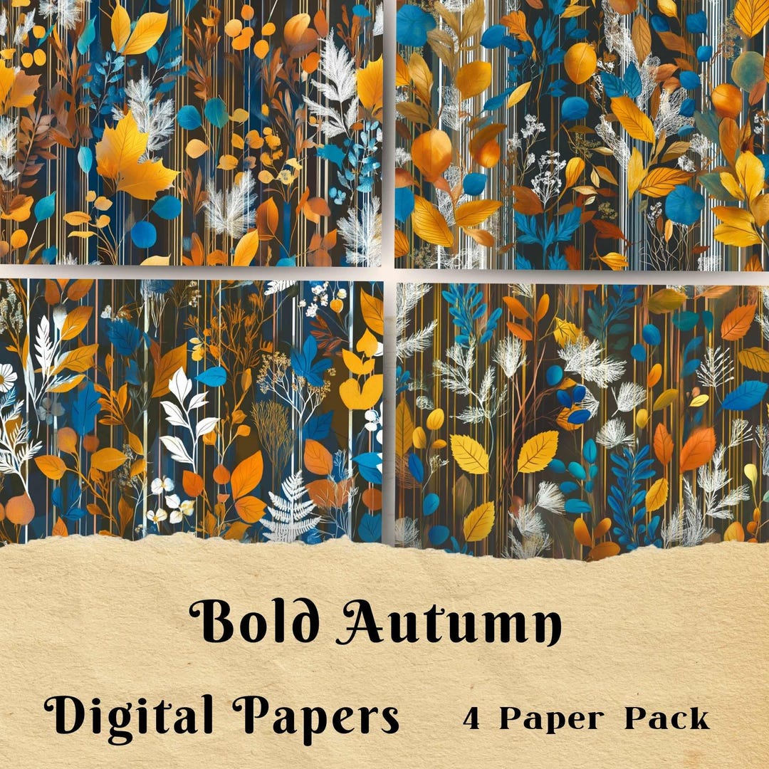 Bold Autumn Junk Journal, Printable Paper, Scrapbook Paper, Background ...