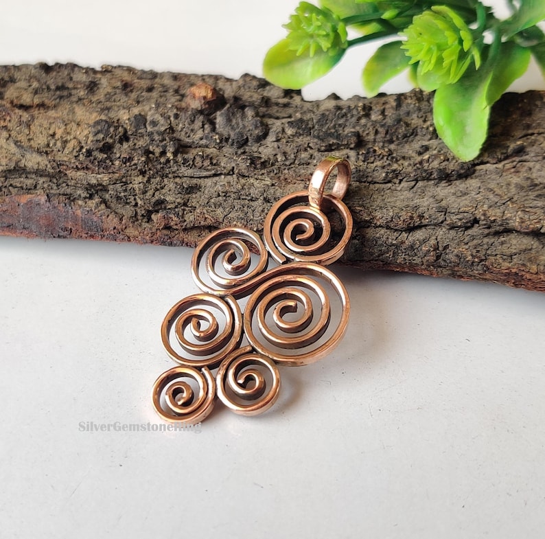 Pure Copper Spiral Pendant Necklace, Celtic Healing Jewelry, Energy ...