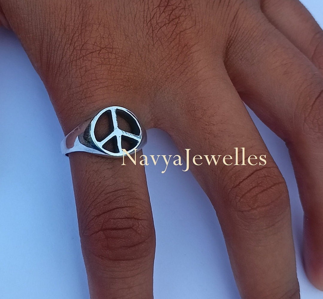 Silver Peace Sign Big Ring,peace Sign Ring,vintage Ring,protection Ring ...