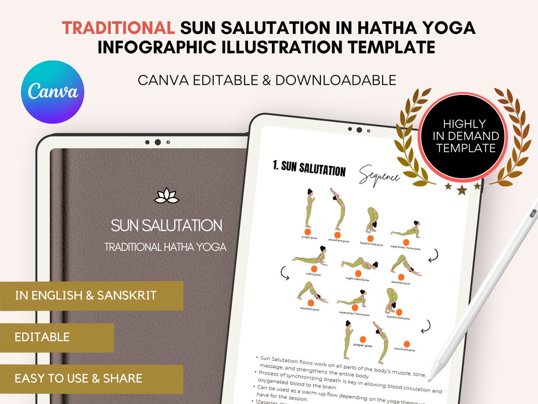 TRADITIONAL SUN SALUTATION Hatha Yoga Canva Ebook and Instagram Post ...