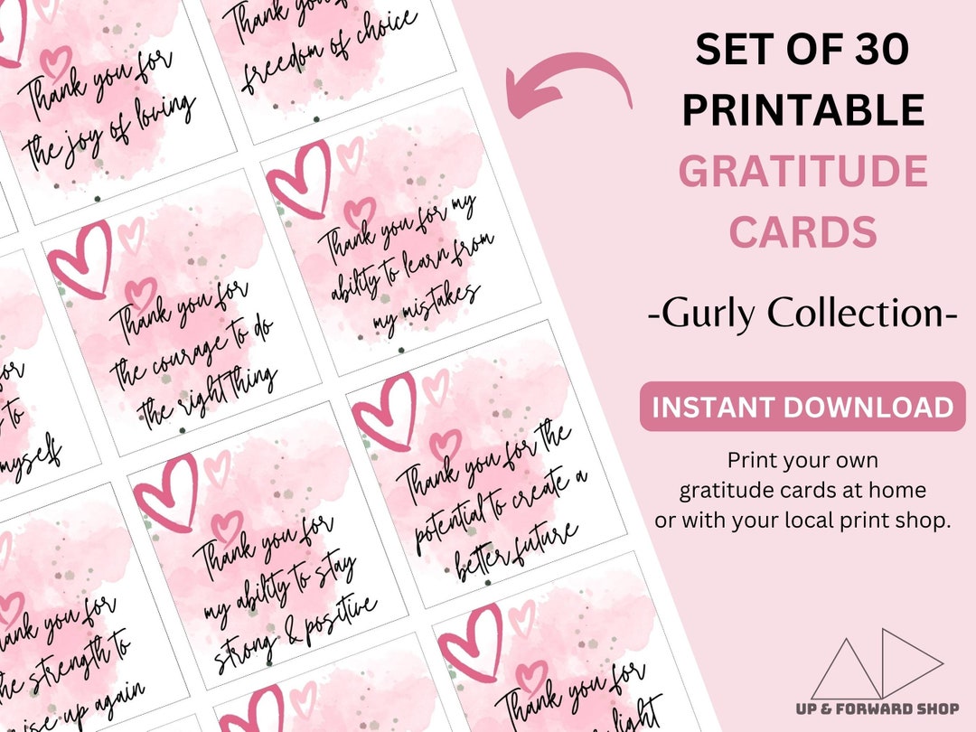 30 Daily Gratitude Cards for Women, Printable Flash Cards for Positive ...