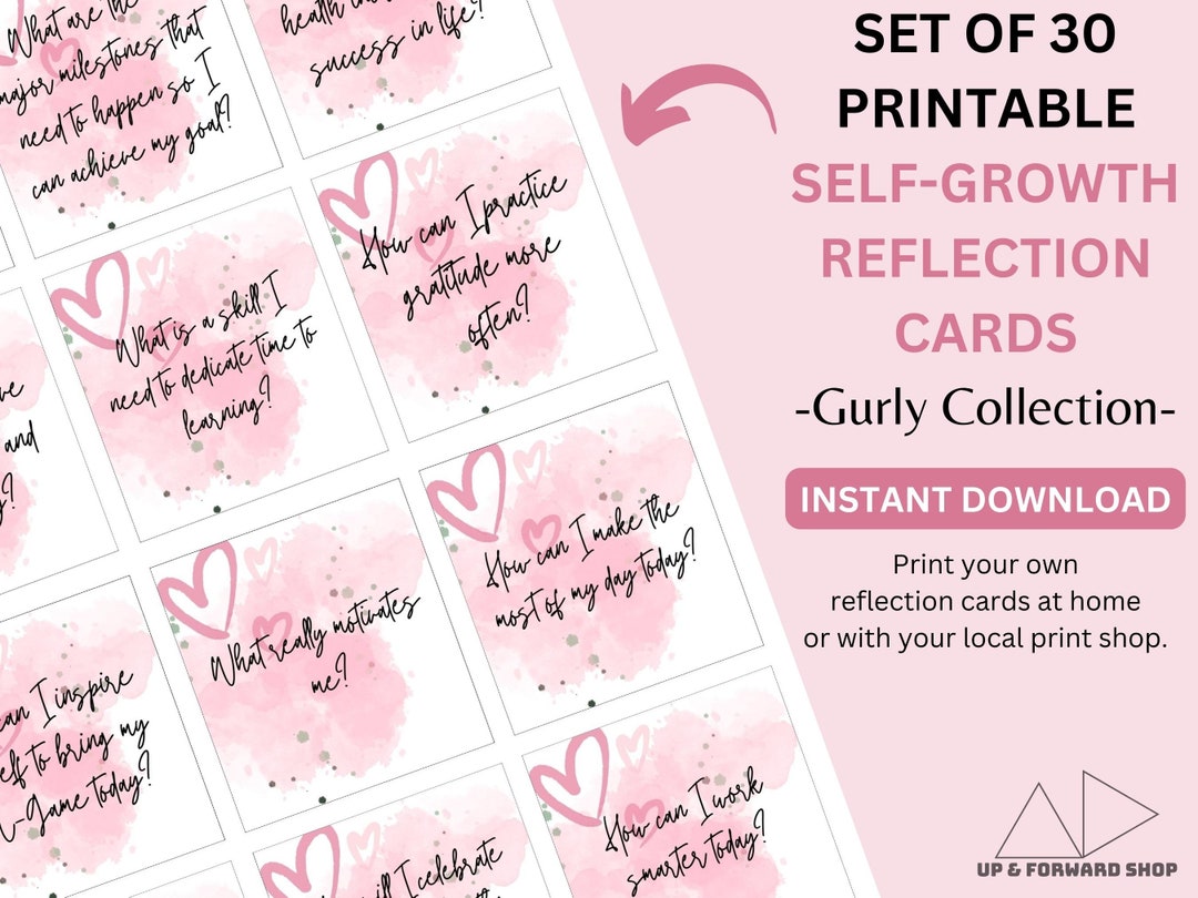 Printable Reflection Cards, Digital Self-growth Reflection Cards ...