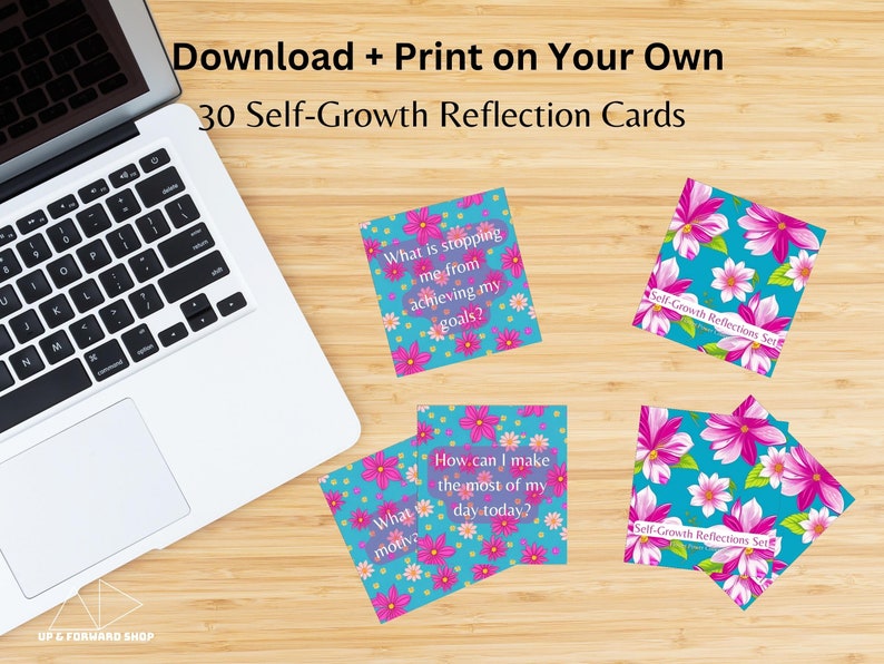 30 Printable Reflection Cards, Digital Self-growth Reflection Double ...