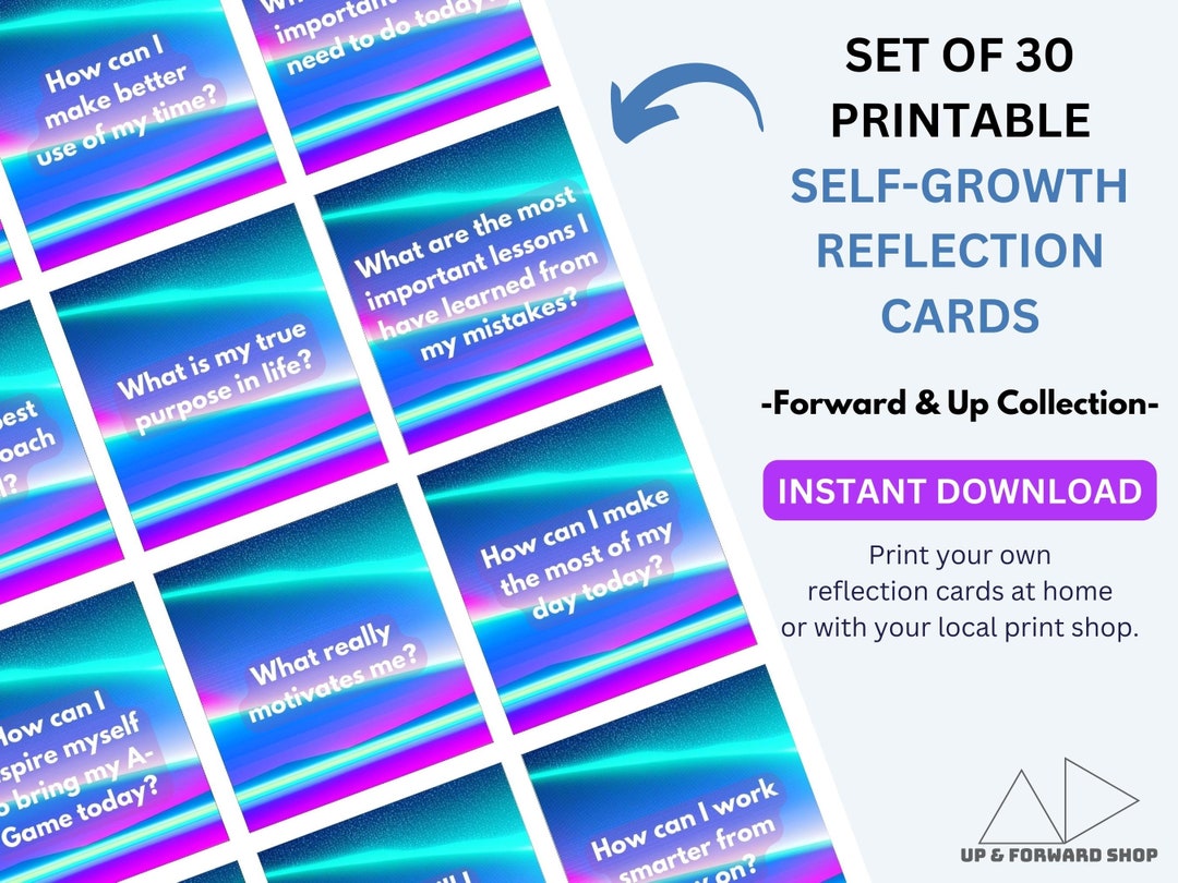 Printable Reflection Cards for Self-growth, Digital Download Double ...