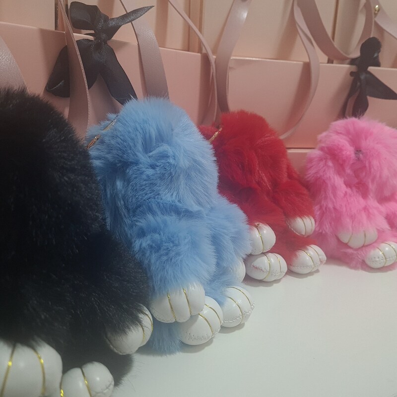 Fluffy Rabbit Keychain - Etsy