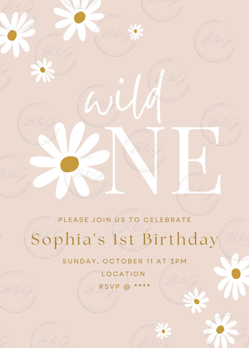 Daisy Birthday Invitation, Daises First Birthday, Boho Daisy 1st Girl ...