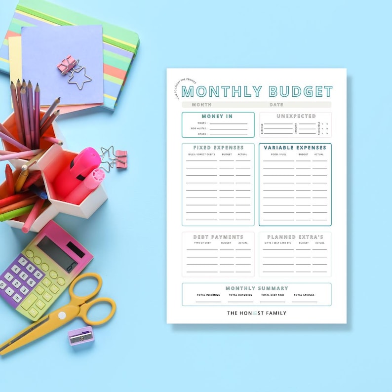 Monthly Budget - Finances Tracker - Notepad A5 - 50 Pages - the Honest ...