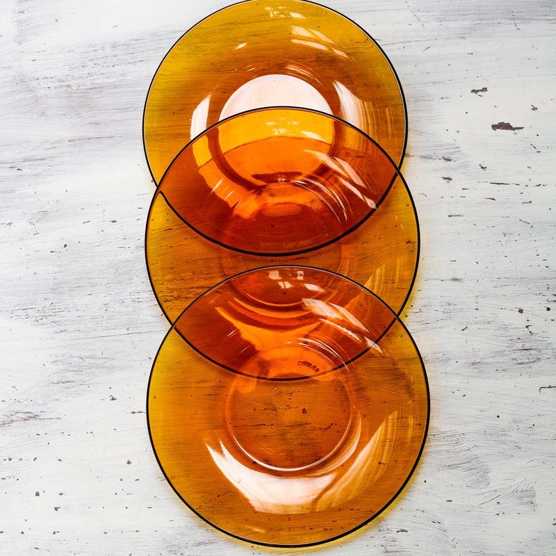 Amber Glass Plates - Etsy