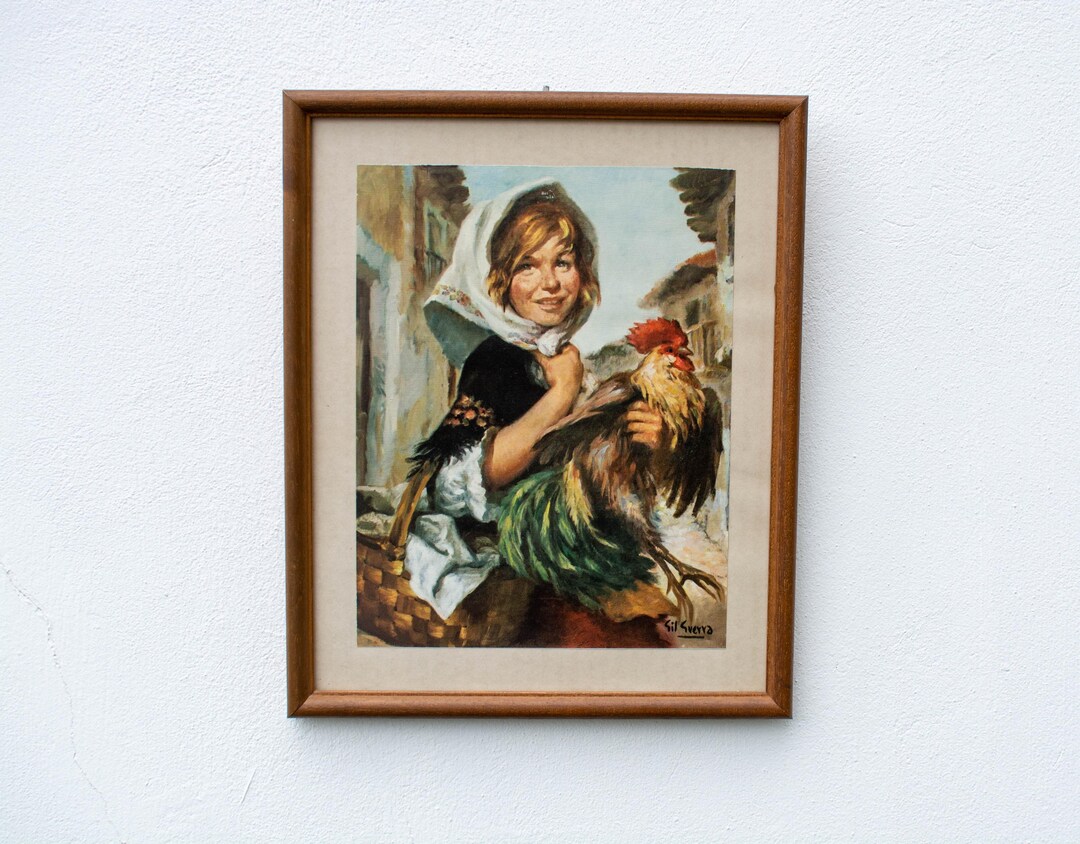 Vintage Framed Print in Spanish Country Style – Classic Genre Art - Etsy