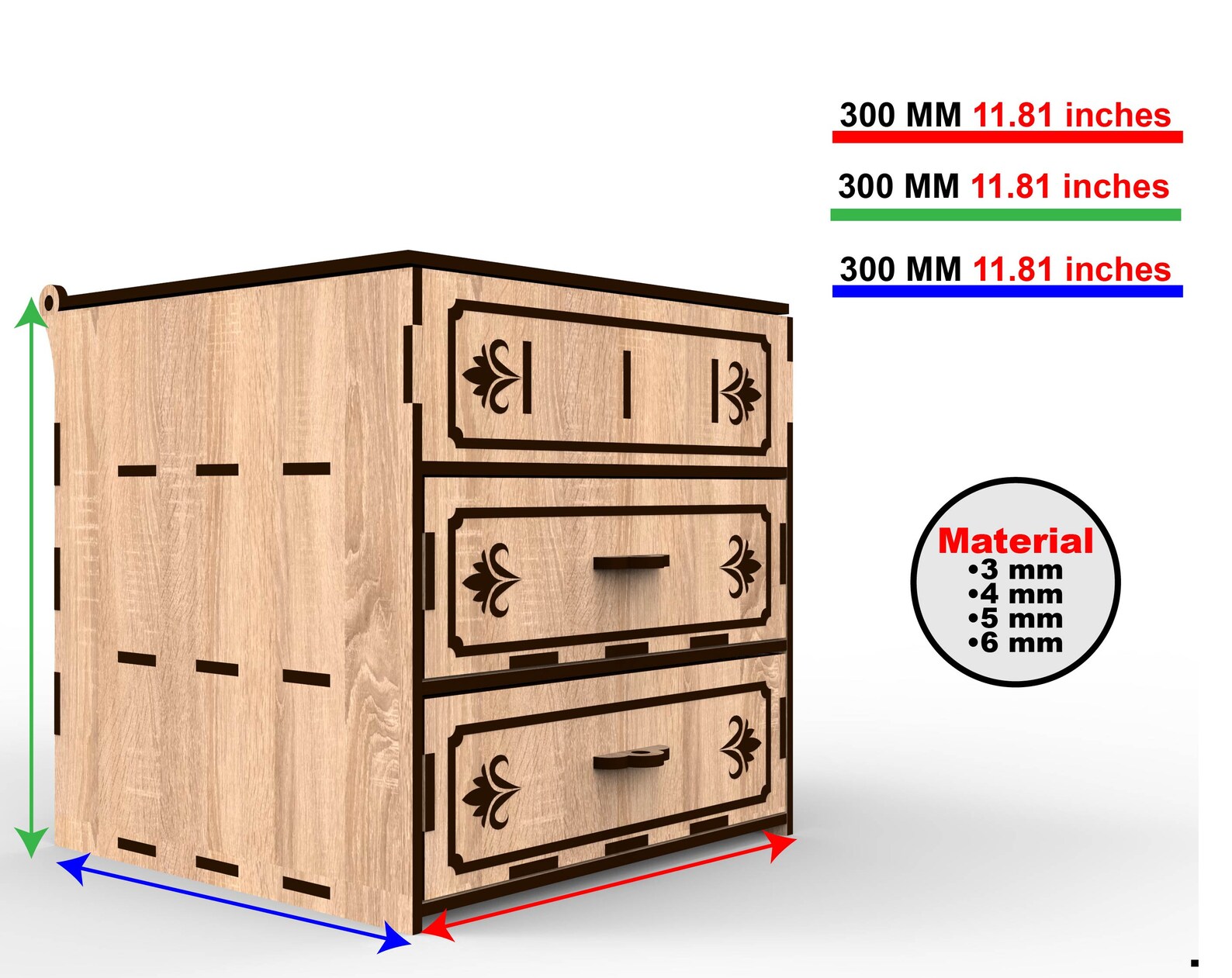 Jewelry Box Laser Cut File With Drawers, Jewelry Box for Women, Wooden ...
