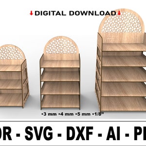 Display Stand Laser Cut Svg Files , 3 Different Size , 3/4/5 Shelves ...