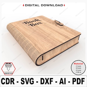 Book Box SVG Laser Cut File, 2 Sizes, Wooden Keepsake Box Plan for ...
