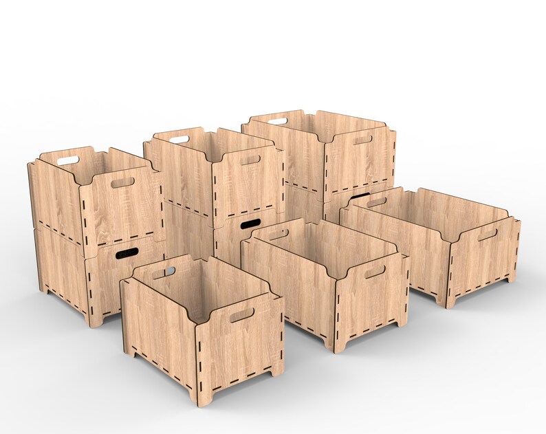 Storage Box Laser Cutting Svg Files, 3 Different Sized Stackable Wooden ...