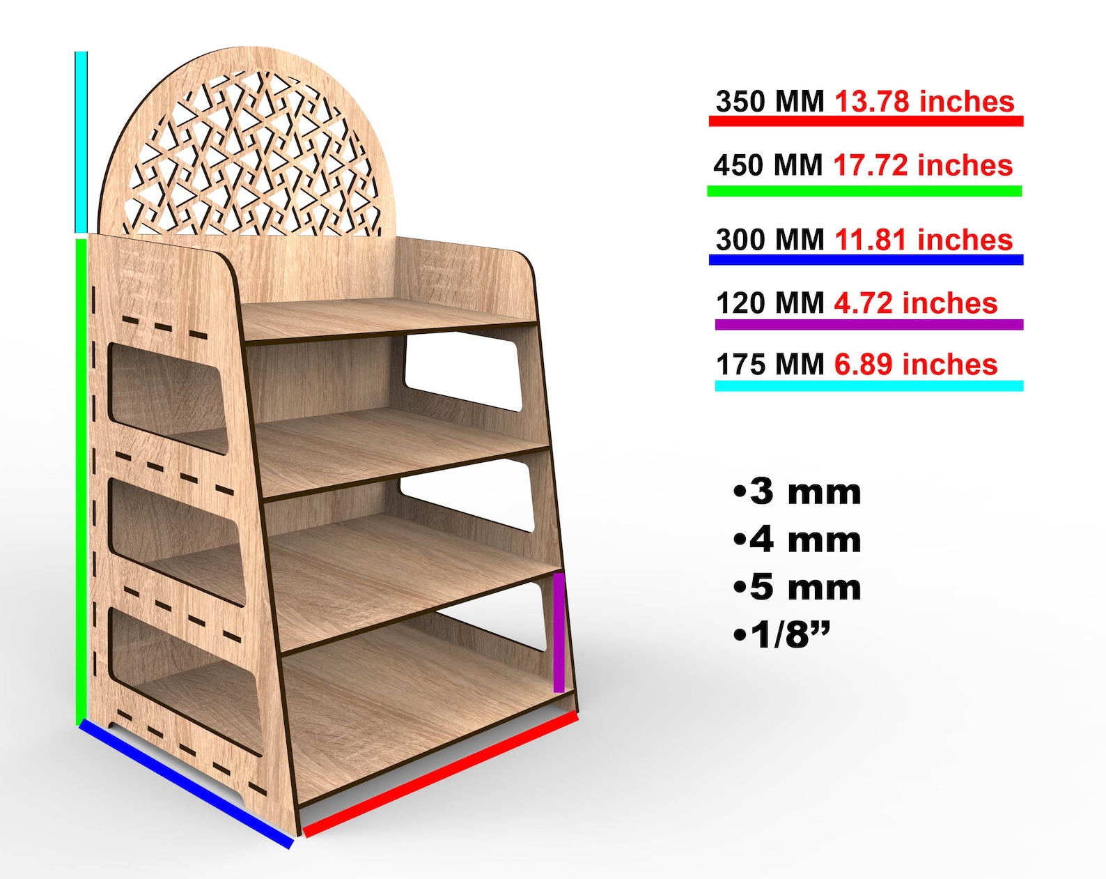 Display Stand Laser Cut Svg Files , 3 Different Size , 3/4/5 Shelves ...