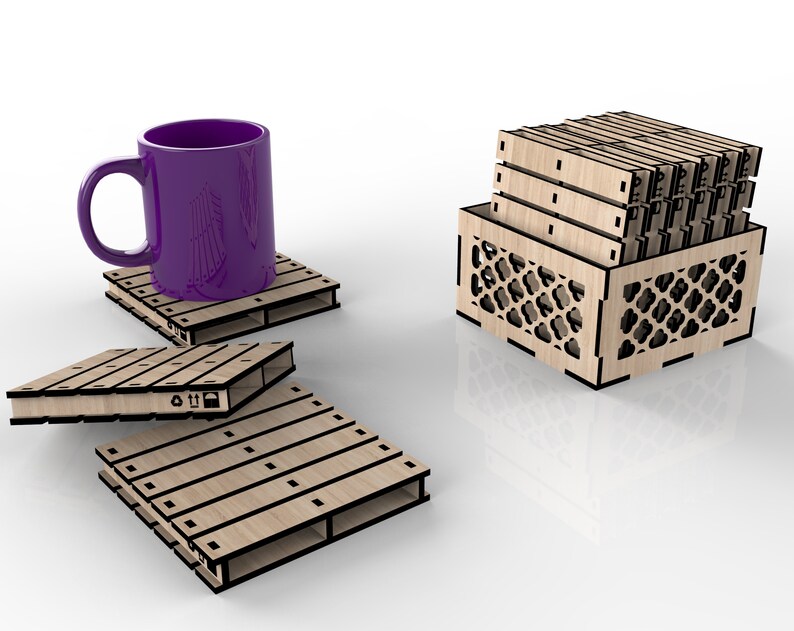 Laser Cut Coaster File, Boxed Pallet Coaster Svg Files, Laser Cut Files ...