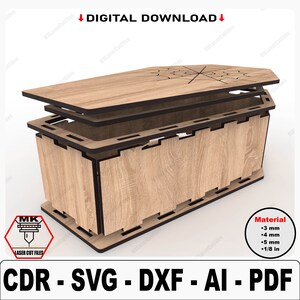 Coffin Box Laser Cut Svg Files, Halloween Coffins Svg, Coffin Shaped ...