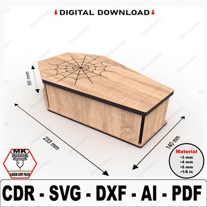 Coffin Box Laser Cut Svg Files, Halloween Coffins Svg, Coffin Shaped ...