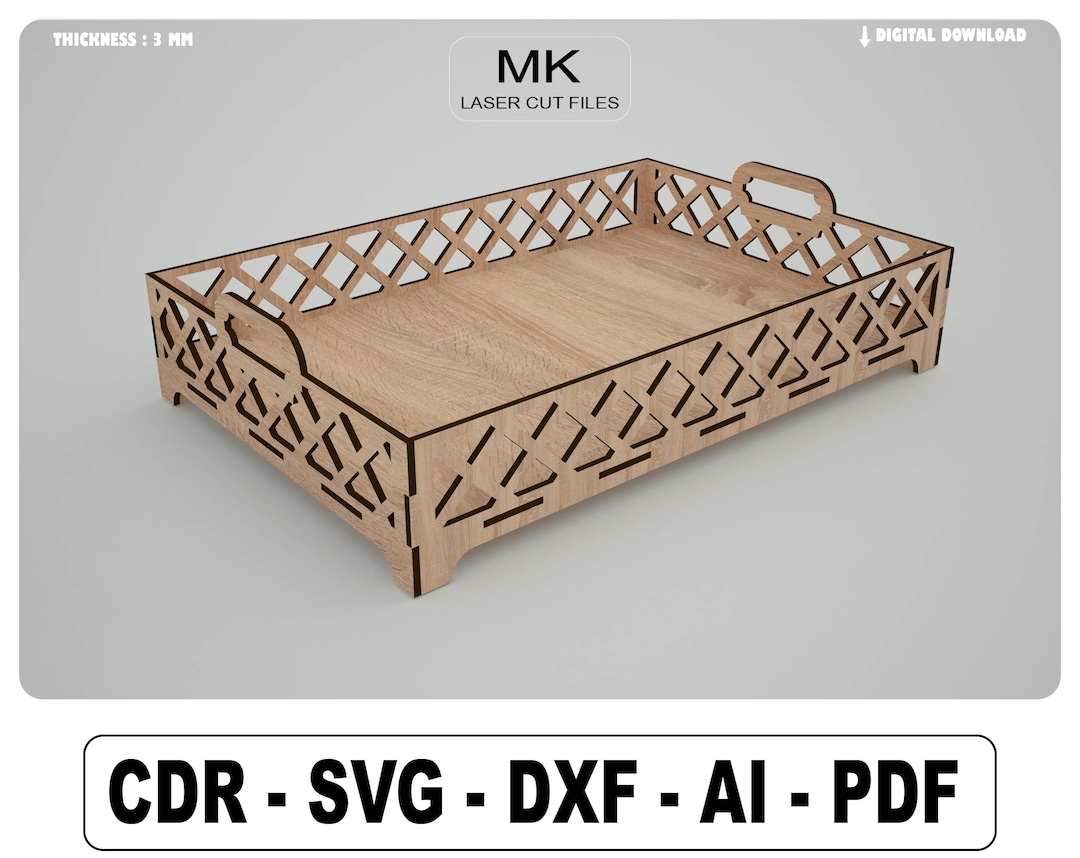 Flat Tray Laser Cut File Tray Laser Cut Plan , Vector Files for Wood ...