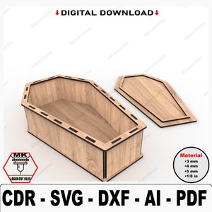 Coffin Box Laser Cut Svg Files, Halloween Coffins Svg, Coffin Shaped ...