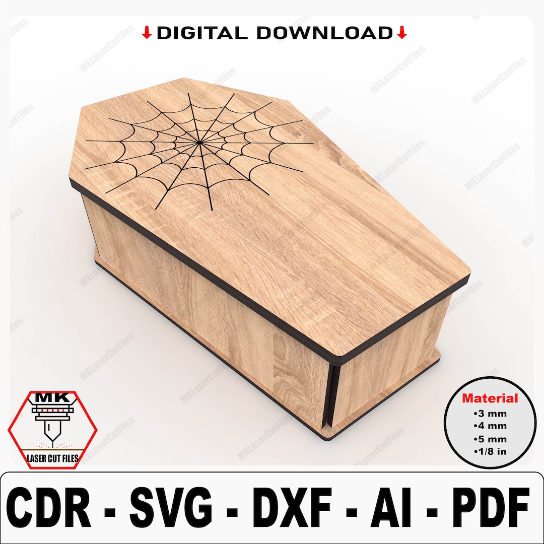 Coffin Box Laser Cut Svg Files, Halloween Coffins Svg, Coffin Shaped ...
