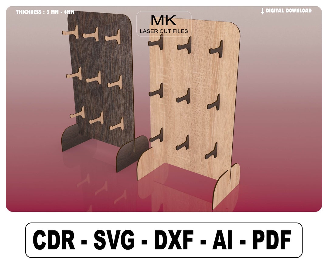 Laser-cut Keychain Display Stand SVG Files, SVG Files for Cricut, Laser ...
