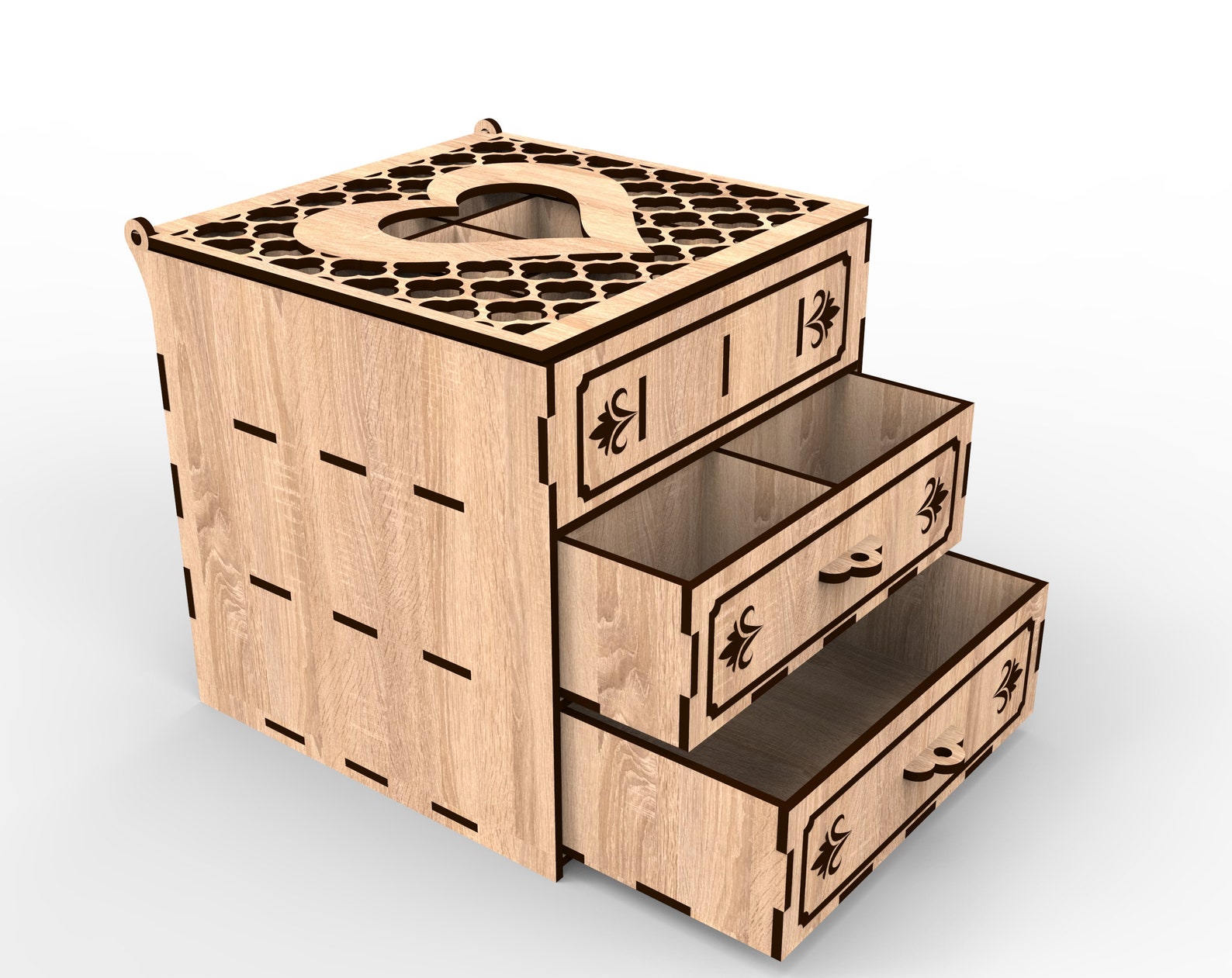 Jewelry Box Laser Cut File With Drawers, Jewelry Box for Women, Wooden ...
