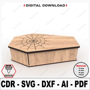 Coffin Box Laser Cut Svg Files, Halloween Coffins Svg, Coffin Shaped ...