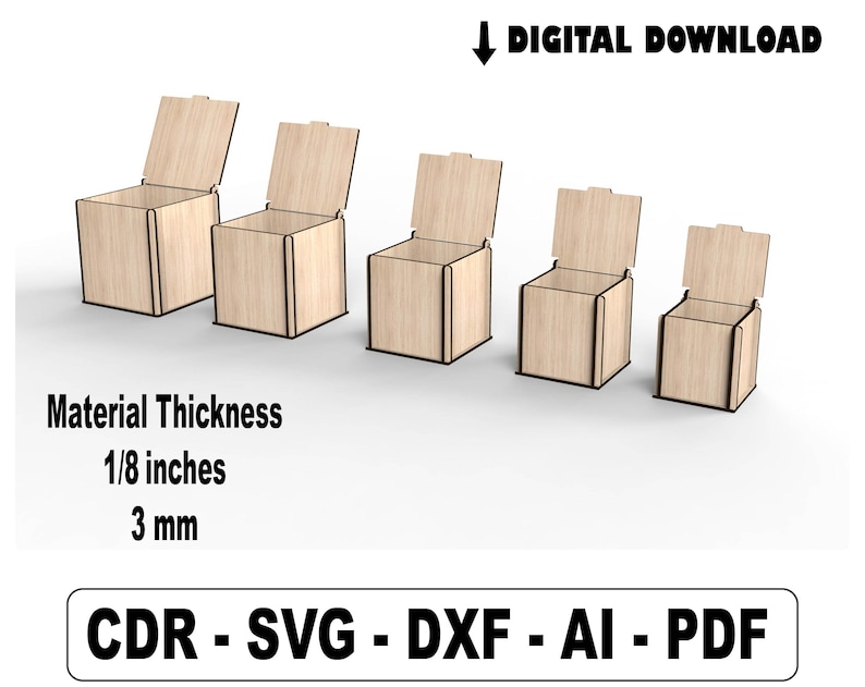 Laser Cut Box File SVG 5 Different Size Decorative Gift Box - Etsy