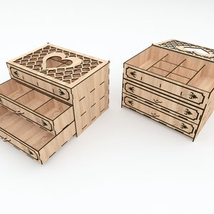 Laser Cut Jewelry Box With Drawers, Jewelry Box for Women, Wooden Gift ...