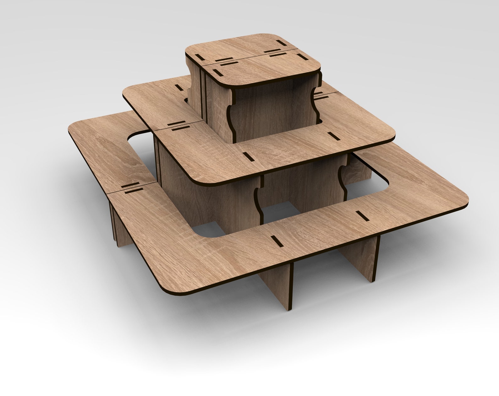 Laser Cut Display Stand Svg Files, 3 Shelf Retail Stand Files, Shelves ...