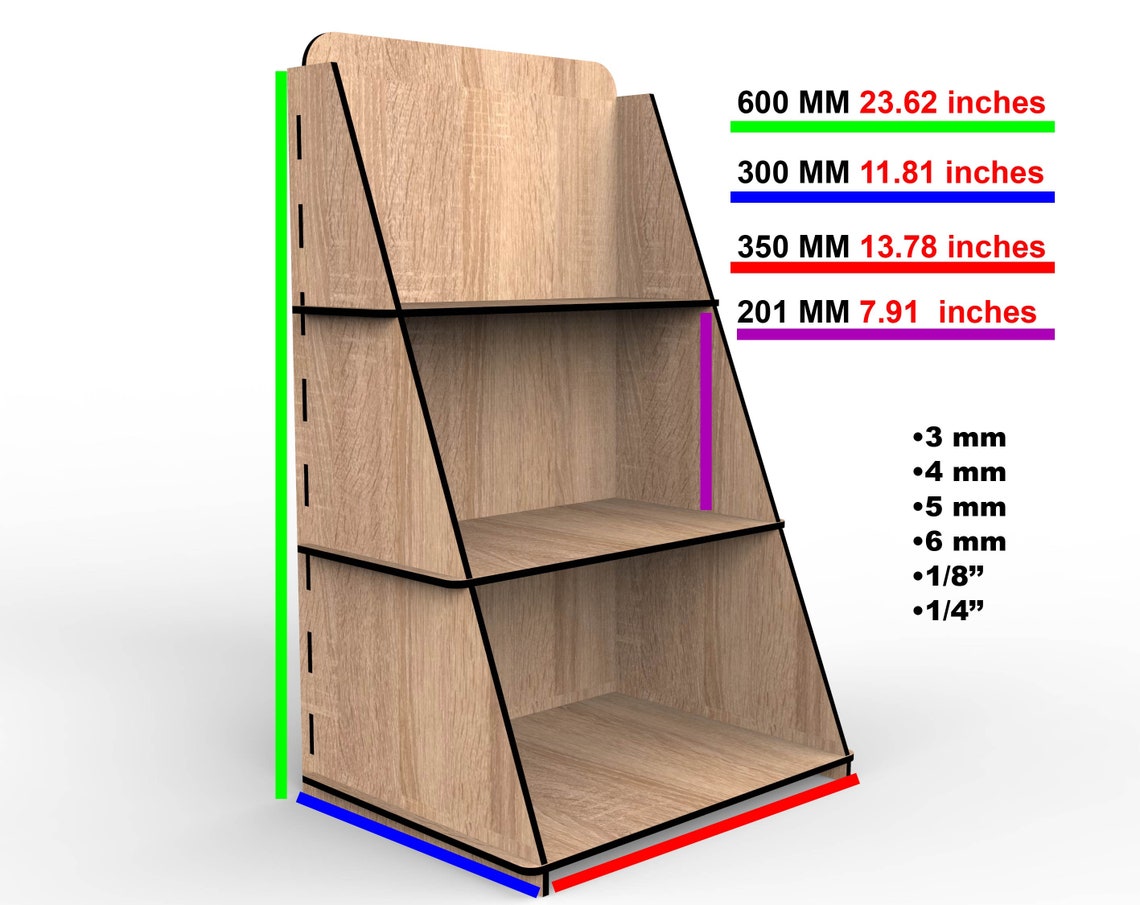 Laser Cut Display Stand Svg Files 3/4/5 Shelves Display - Etsy UK