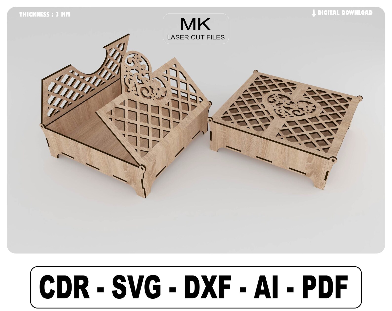 Decorative Laser Cut Wooden Gift Box With Lid Wooden Gift Box - Etsy