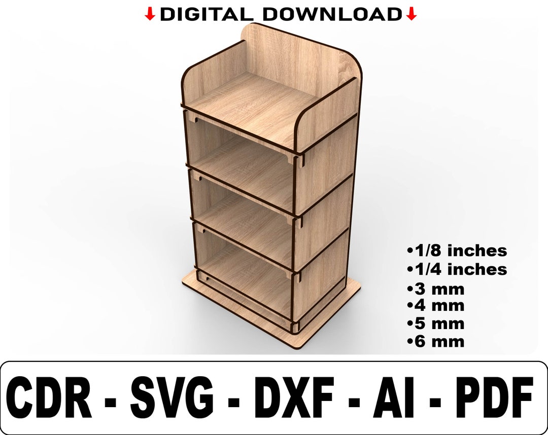 Display Stand Laser Cut Svg Files , 4 Shelf Display Stand Files, Vector ...