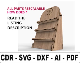 Display Stand Laser Cut Svg Files, 4 Shelf Display Stand Files, Vector ...